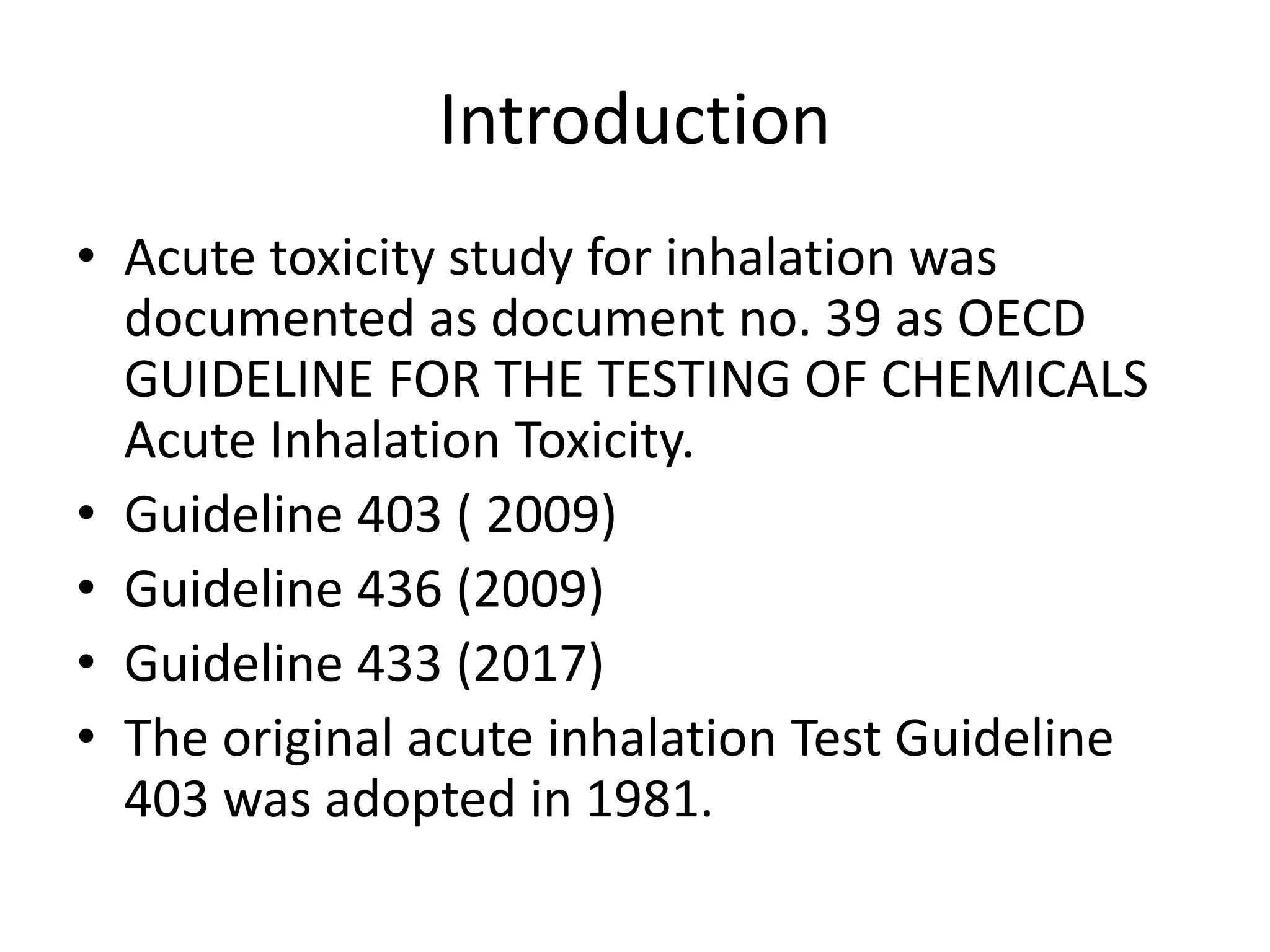 Acute toxicity study for inhalation | PPTX