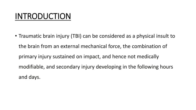 ACUTE TRAUMATIC BRAIN INJURY - PRESENTATION AND MANAGEMENT | PPTX ...