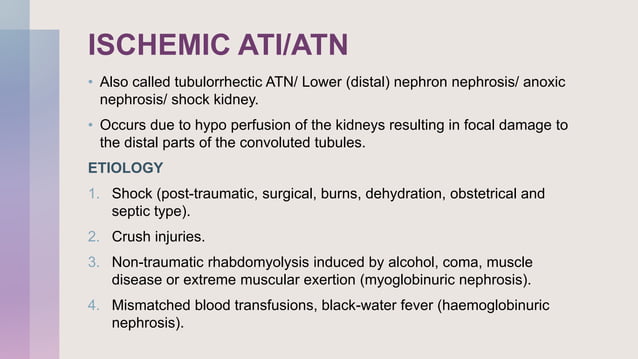 Acute Tubular Necrosis - Ischemic and Toxic ATN | PPTX | Blood ...