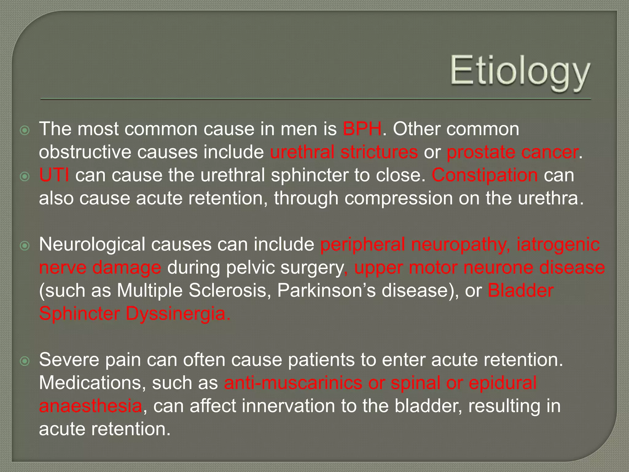 Acute Urinary Retention.pptx | Digestive Disorders | Diseases and ...