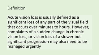 acute vision loss cme with case presentation 15022024 | PDF