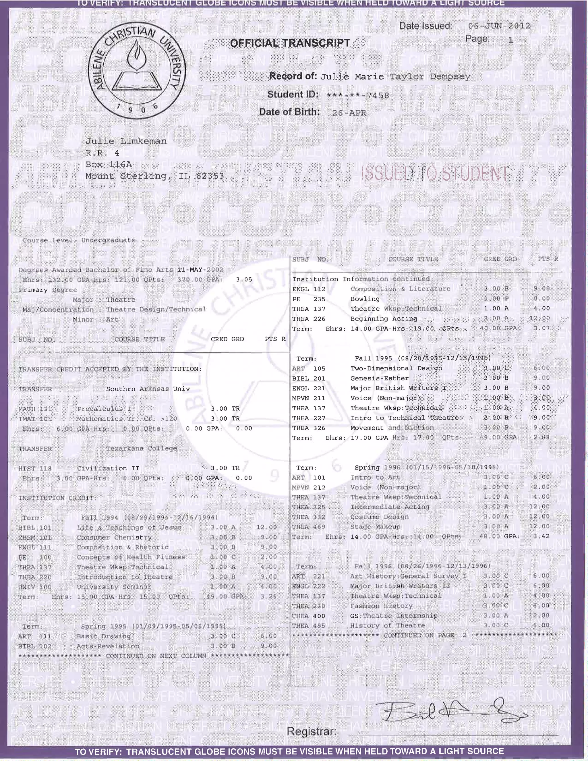 Acu transcript | PDF | Theater Venues | Attractions