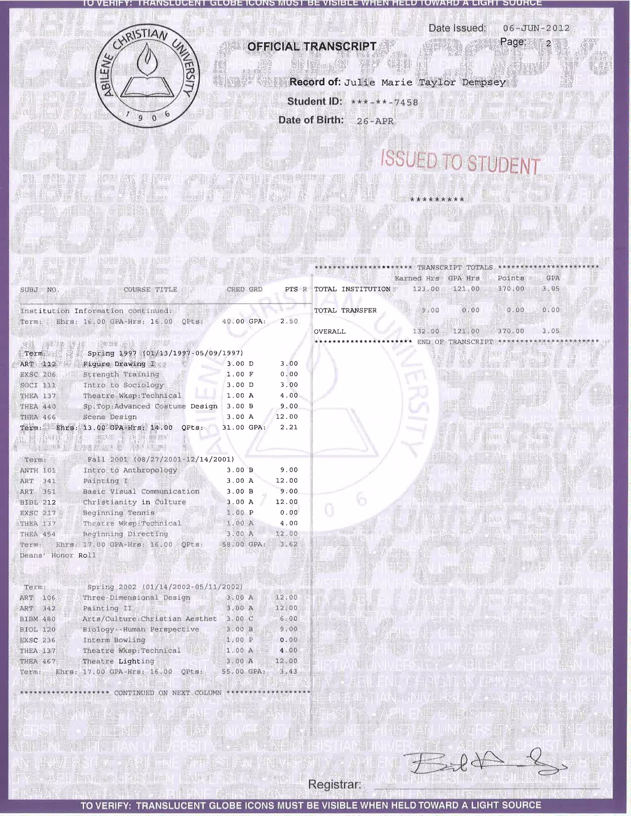 Acu transcript | PDF | Theater Venues | Attractions