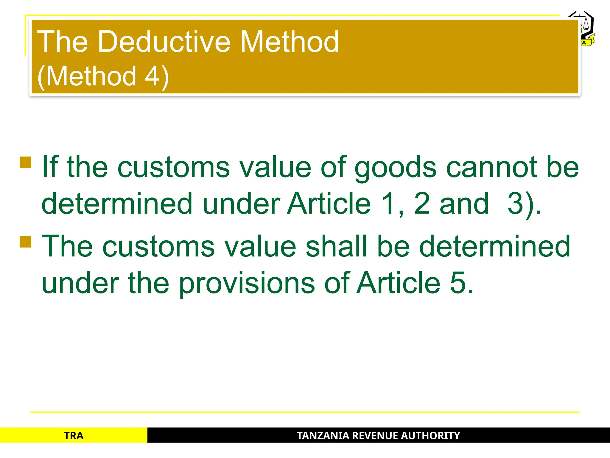 ACV - PGDT - IV - Method 2. Goods Valuation Methods | PPT