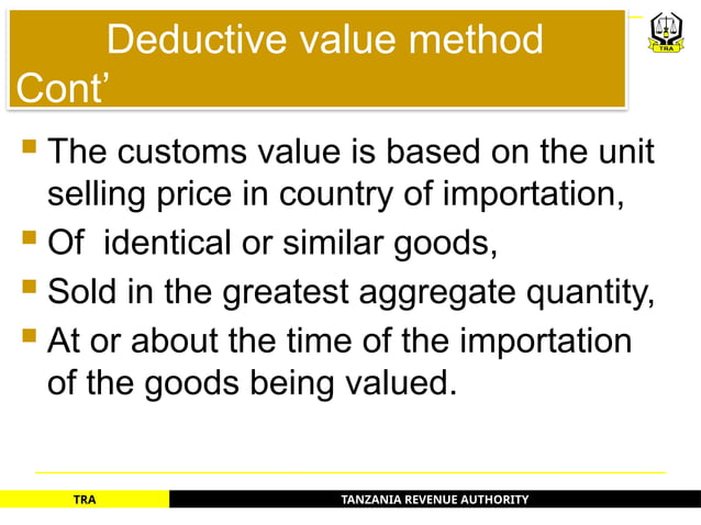 ACV - PGDT - IV - Method 2. Goods Valuation Methods | PPT