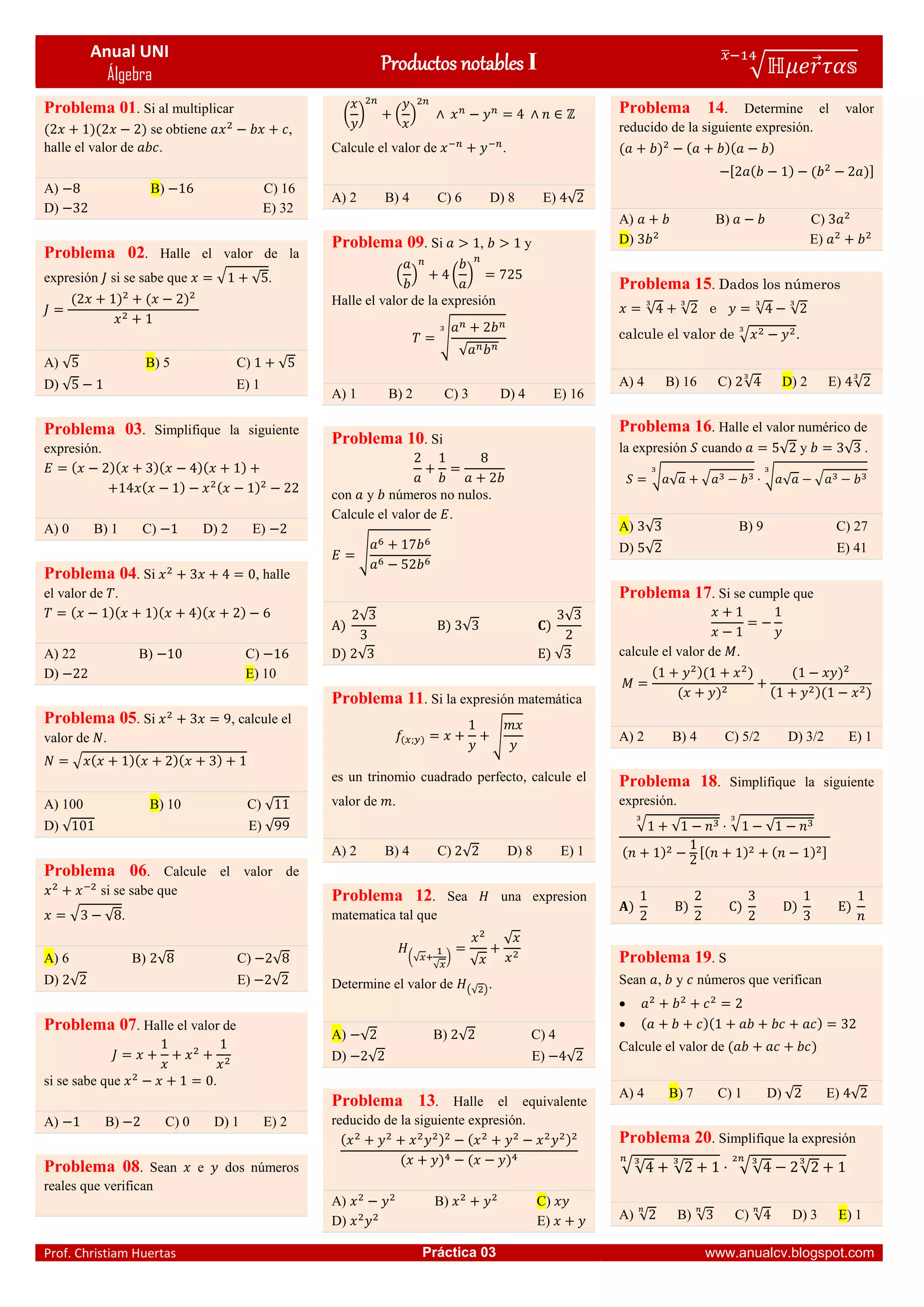 Acv 03 Productos notables I | PDF