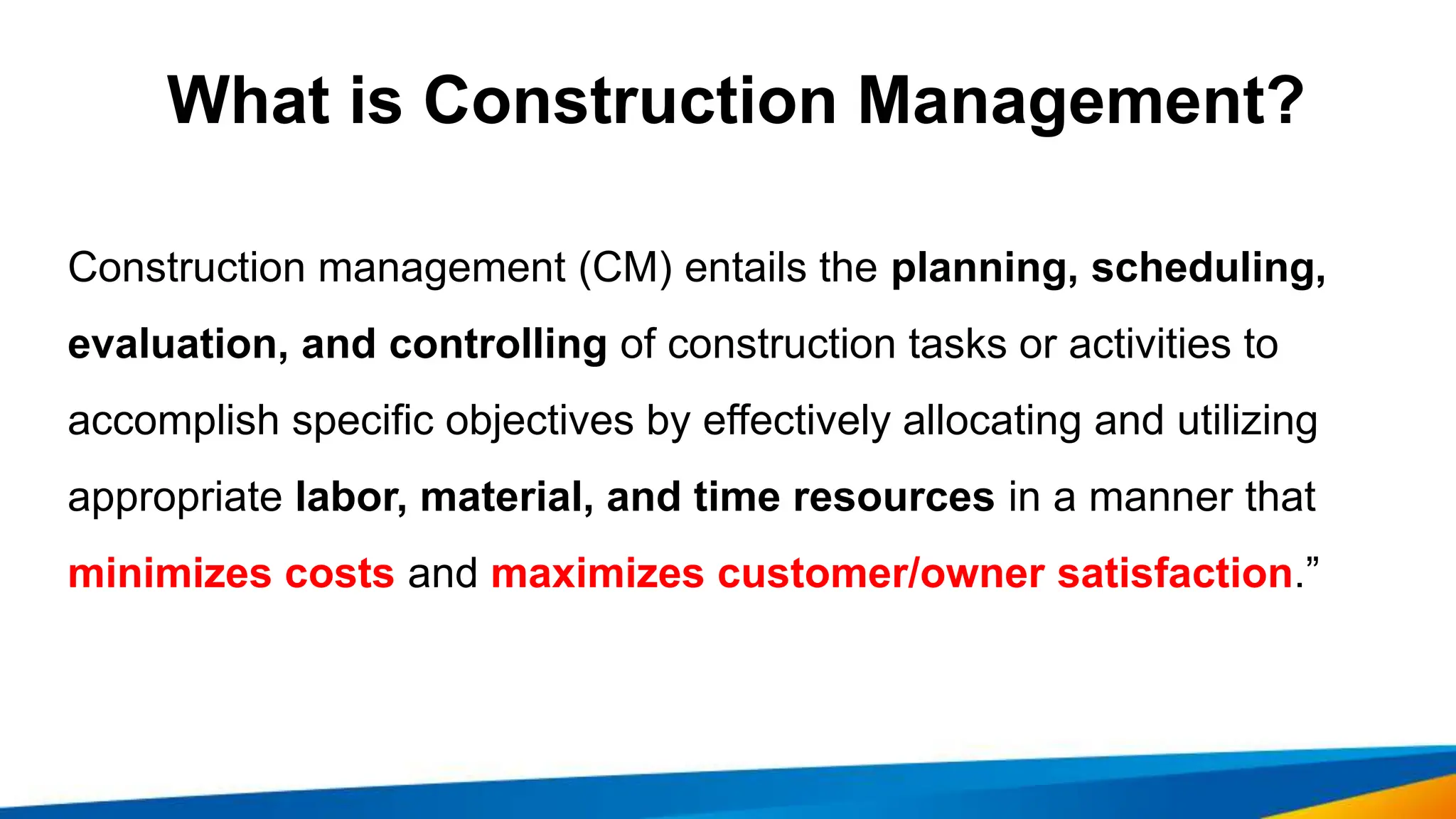 The Roles in a Project for Construction Management | PPTX