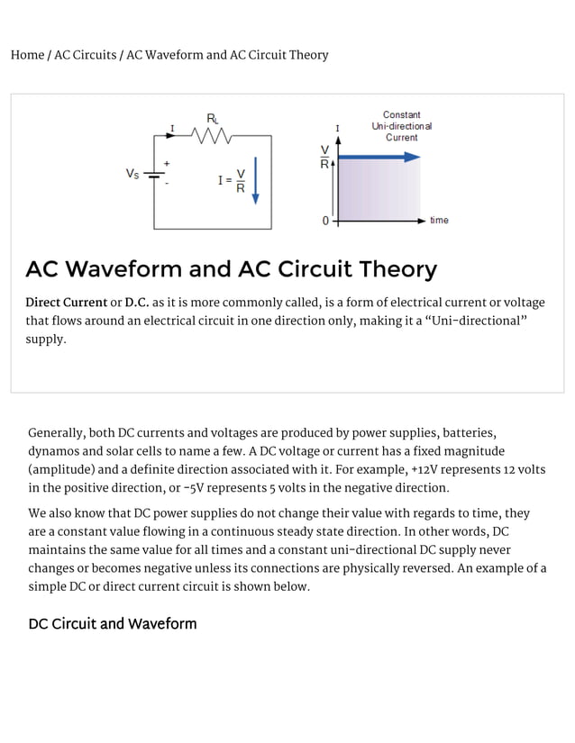 Ac waveform and ac circuit theory of sinusoids | PDF
