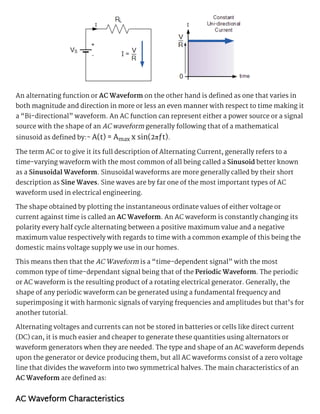 Ac waveform and ac circuit theory of sinusoids | PDF