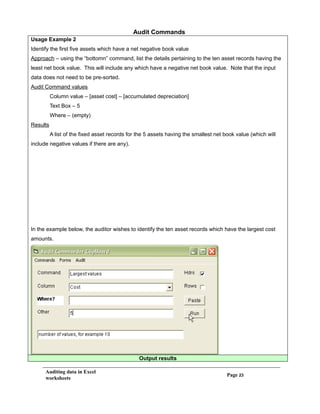 Audit Commander Worksheet Analyzer | PDF