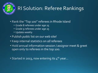 A Cyclical approach to referee identification