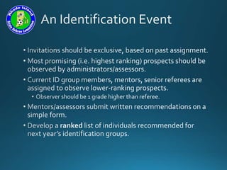 A Cyclical approach to referee identification