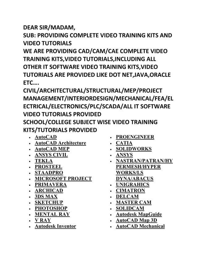 PROVIDING COMPLETE VIDEO TRAINING KITS AND VIDEO TUTORIALS | PDF