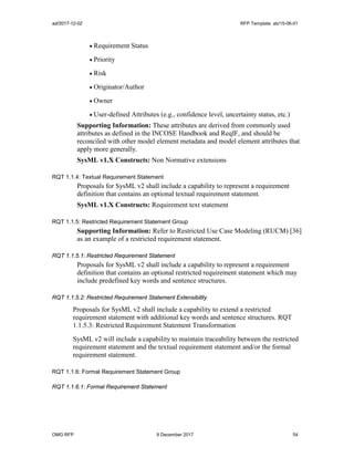 Systems Modeling Language (SysML®) v2 Request For Proposal (RFP) | PDF