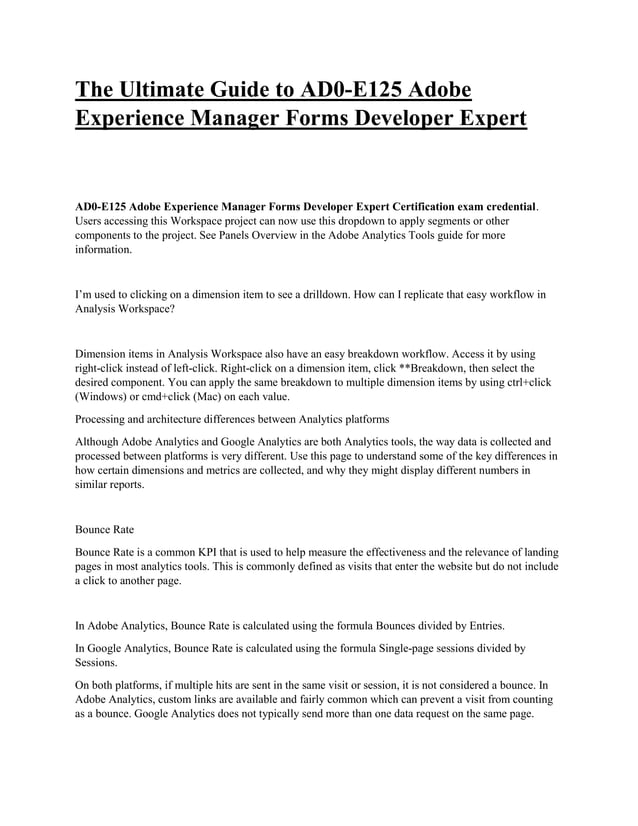 The Ultimate Guide to Ad0 e125 adobe experience manager forms developer expert | PDF