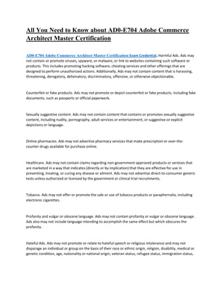 The Ultimate Guide to Ad0 e704 adobe commerce architect master | PDF