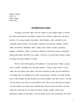Final Essay- Defend Deaf culture | DOCX