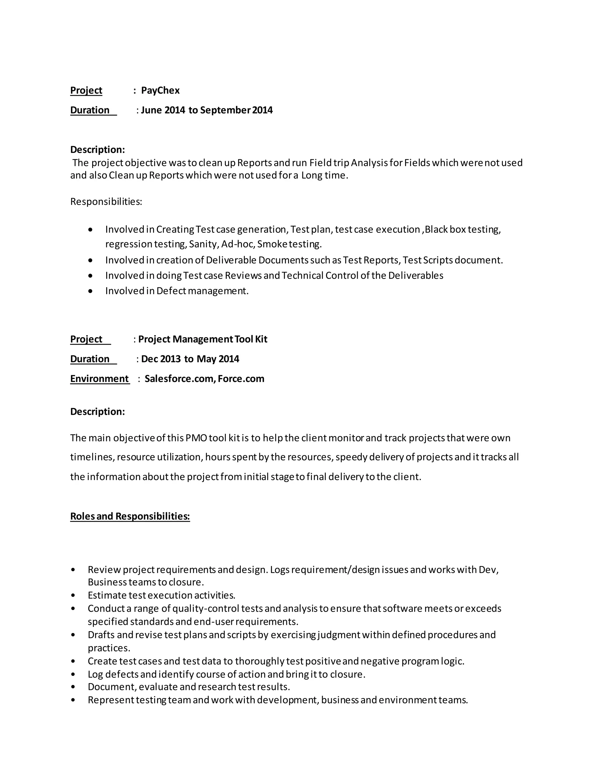 Salesforce Testing Resume | DOCX