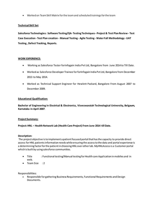 Salesforce Testing Resume | DOCX | Browsers | Computer Software and ...