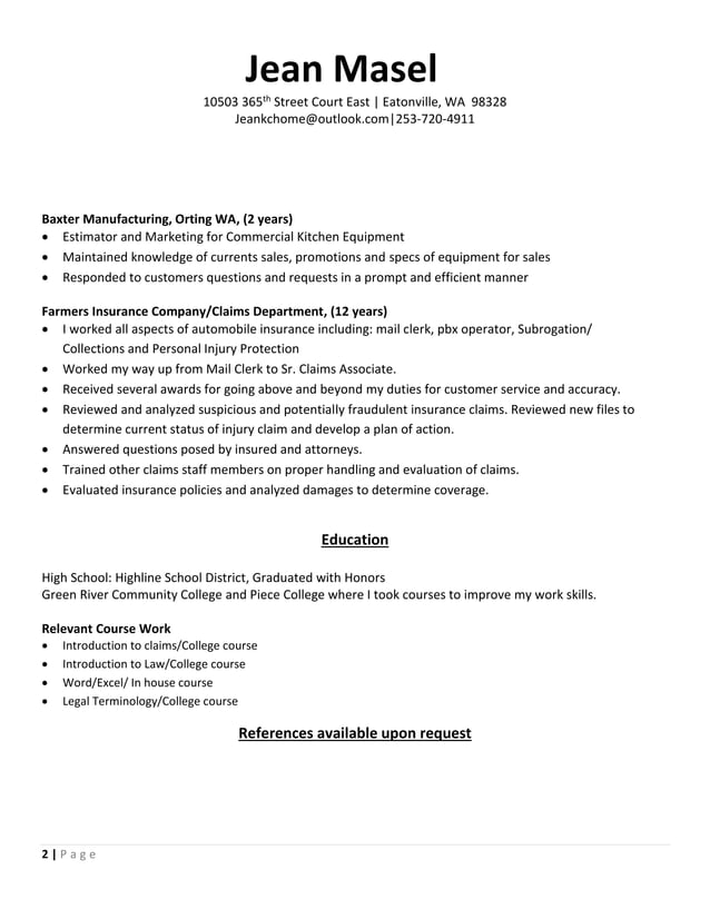 RESUME JEAN MASEL | PDF