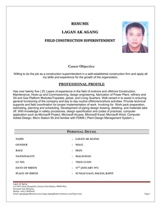 Updated CV-Lagan Field Supt | DOC