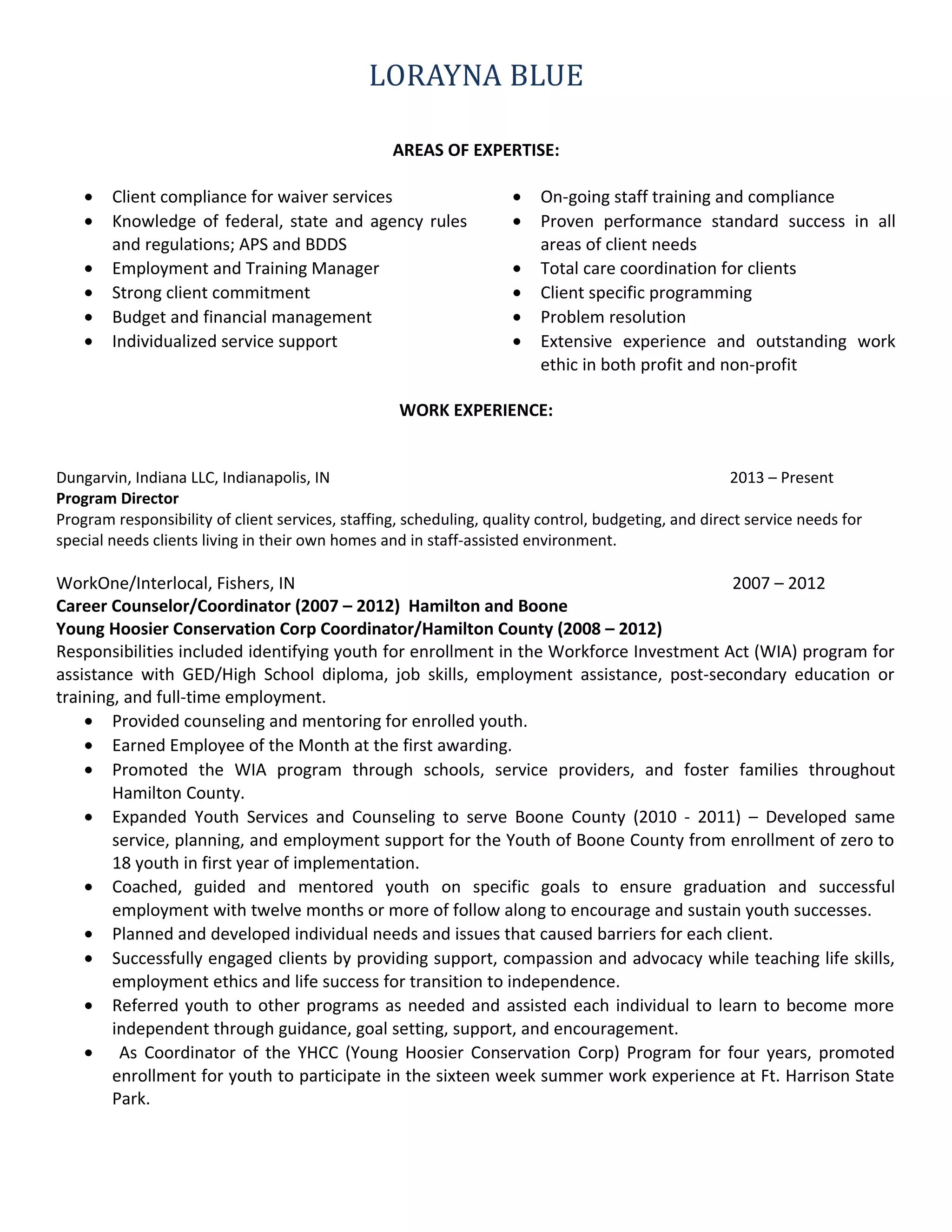 Program Director Resume | DOC