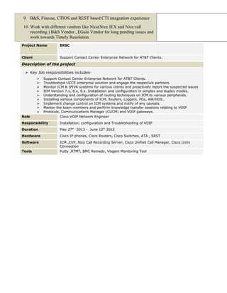Vineet Resume with 5.9 years of Experience in Cisco Contact Center ...
