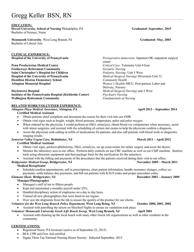 Nurse resume-2015 | PDF