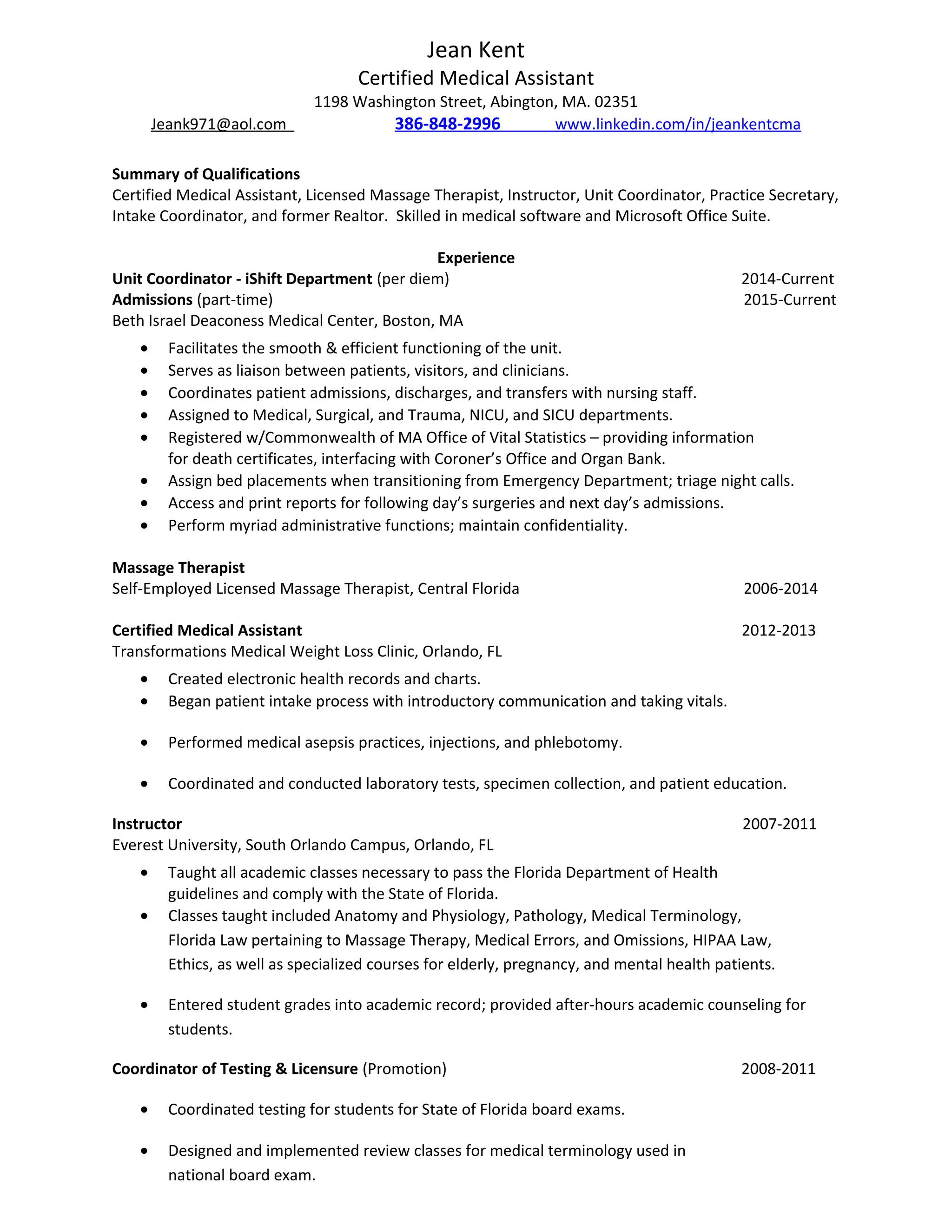 Kent, Jean Resume | DOC