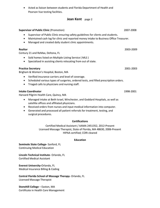 Kent, Jean Resume | PDF