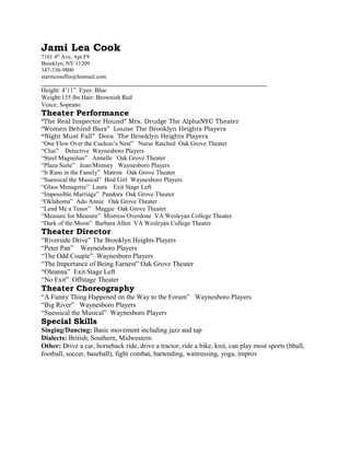 Jami Lea Cook resume | PDF