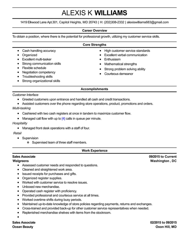 Alexis K Williams Resume 1 | PDF
