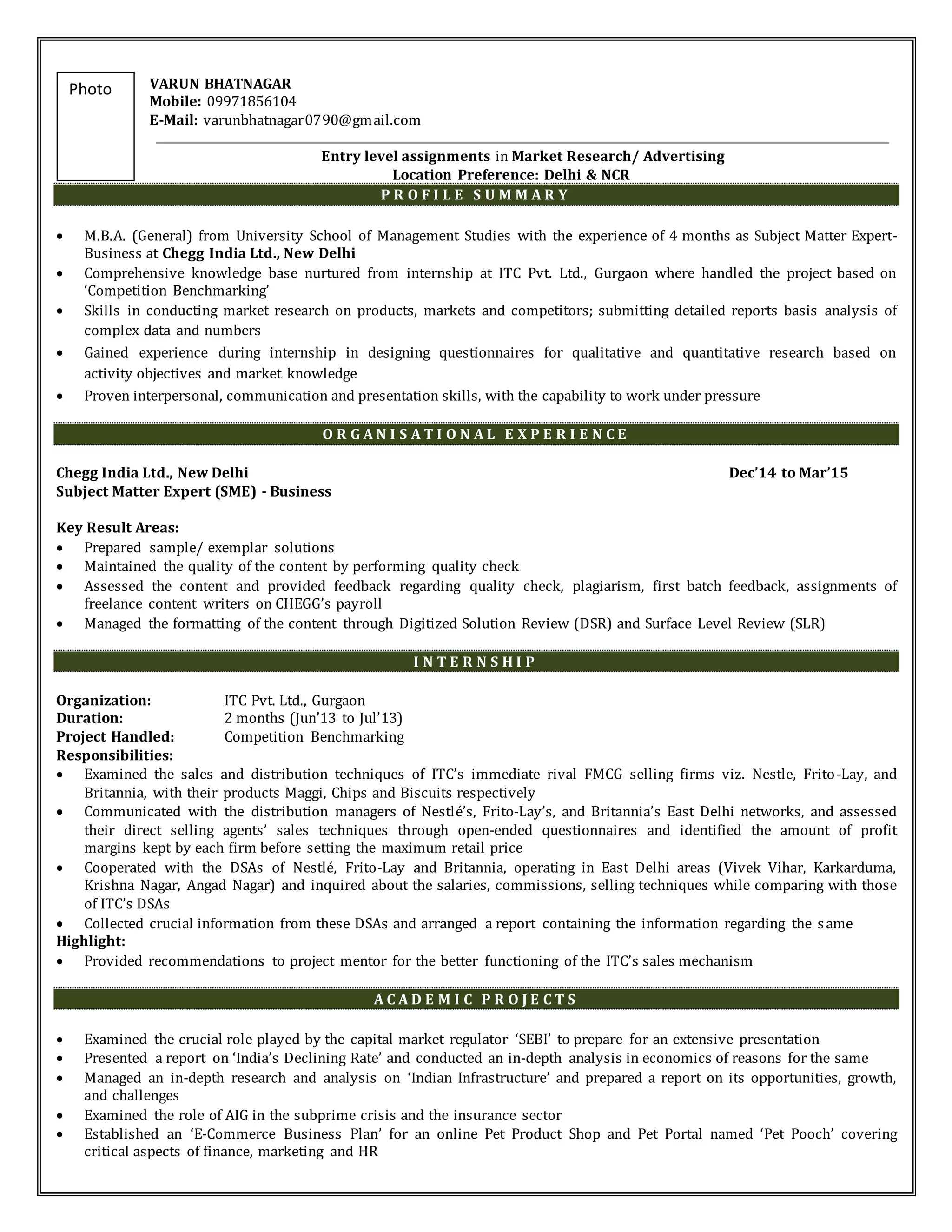 Varun_CV | DOCX | Business Administration | Business