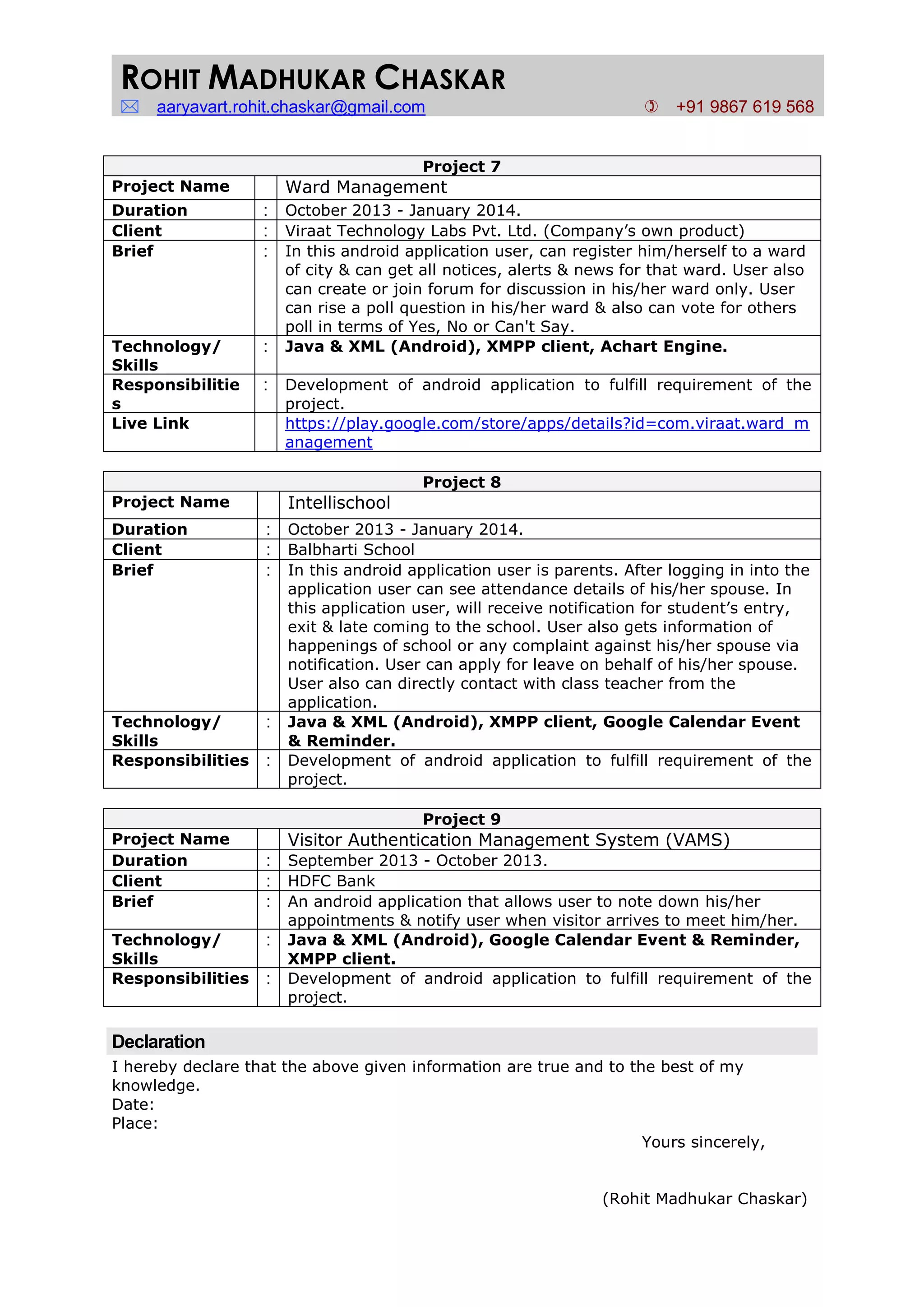 Rohit Resume | PDF | Operating Systems | Computer Software and Applications