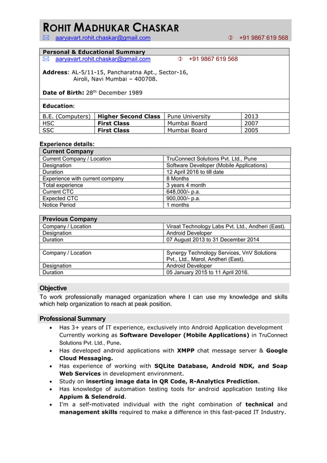 Rohit Resume | PDF | Operating Systems | Computer Software and Applications