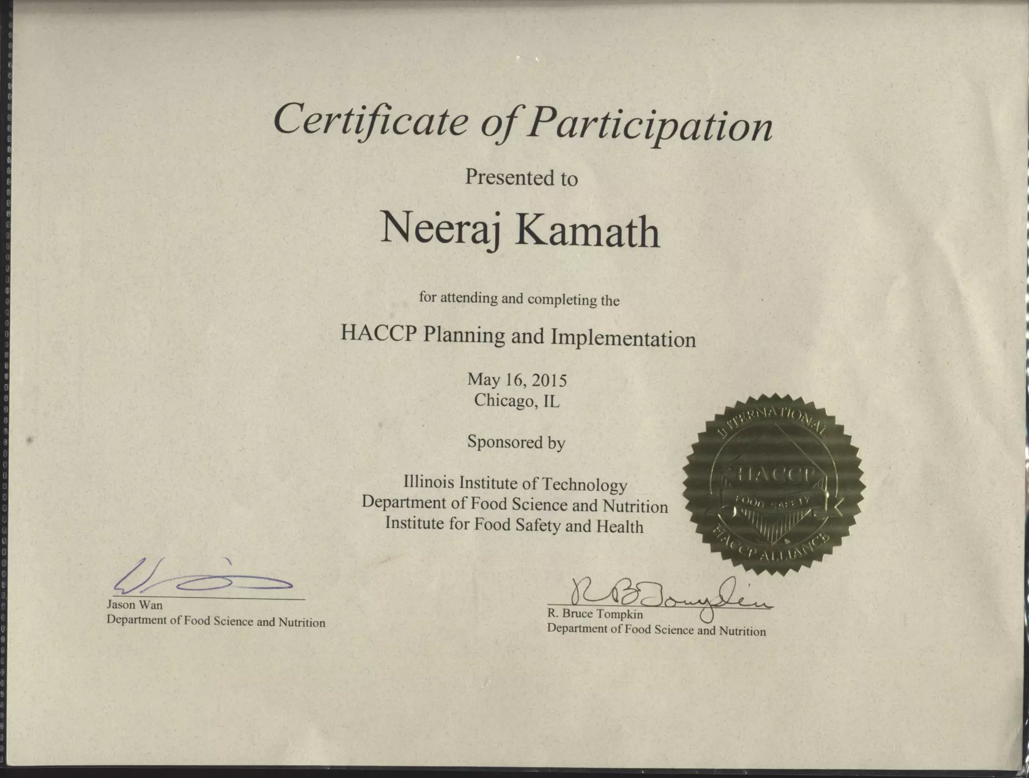 HACCP Certificate | PDF