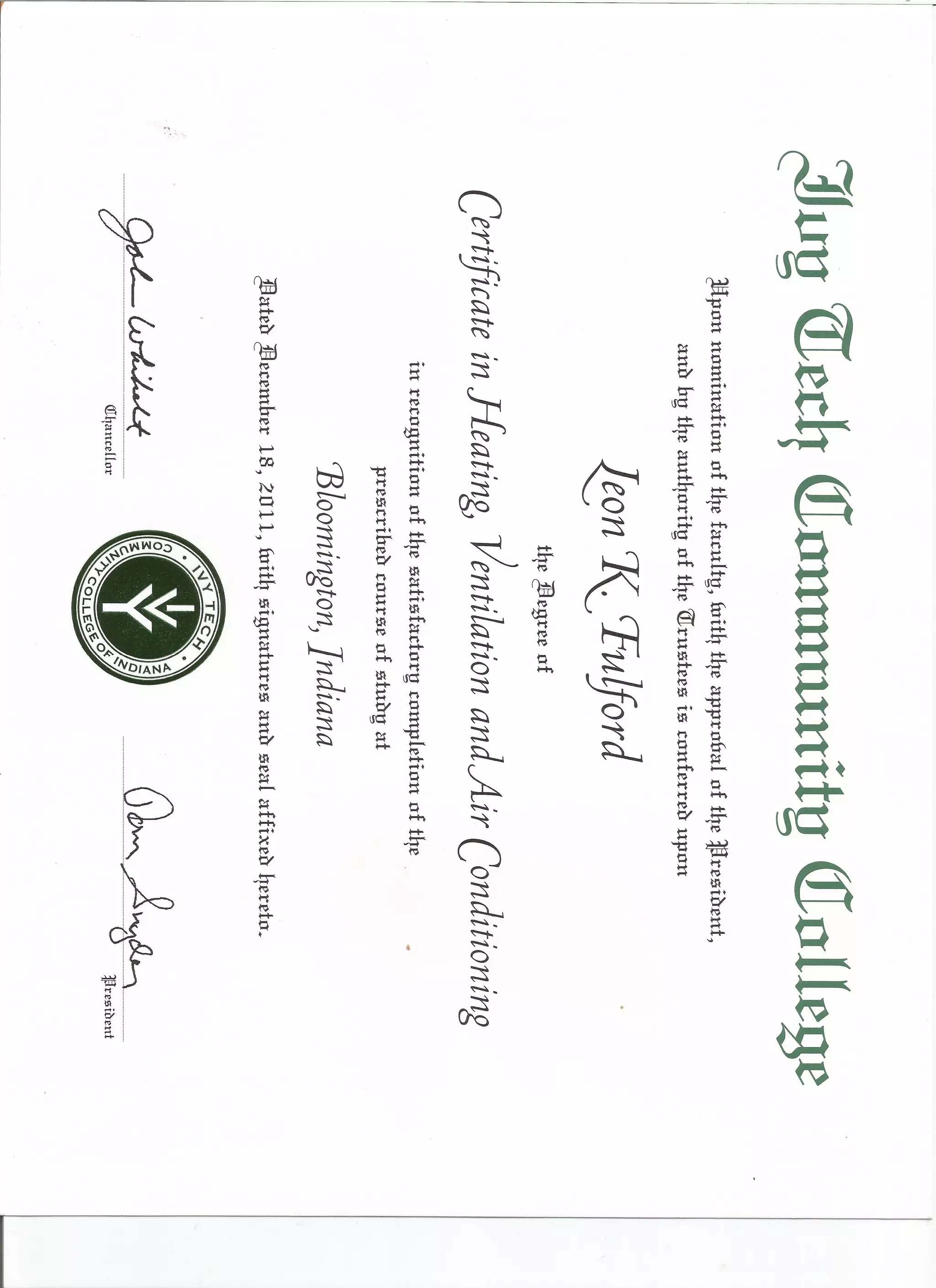 hvac certificate 20160004 | PDF