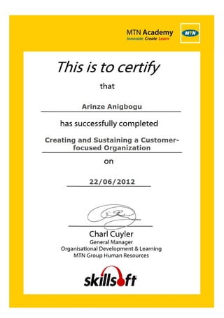 Customer Focus Certificate | PDF