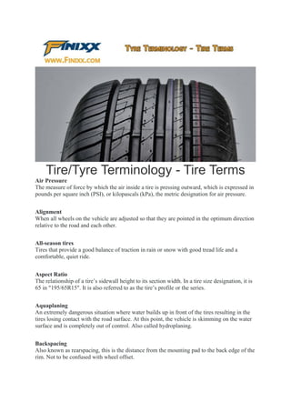 TireTyre Terminology - Tire Terms | PDF
