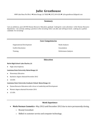 Julie Greathouse Resume-updated | DOCX