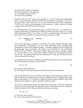 CALIBRATION & VALIDATION PHILOSOPHY AND PROCEDURES FOR TUNEABLE DIODE LASER ANALYZERS IN PROCESS ...