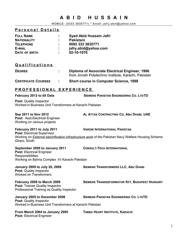 Abid cv | PDF