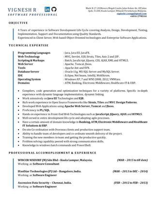 VIGNESH R - Software Engineer (Java) - 4 Years | PDF