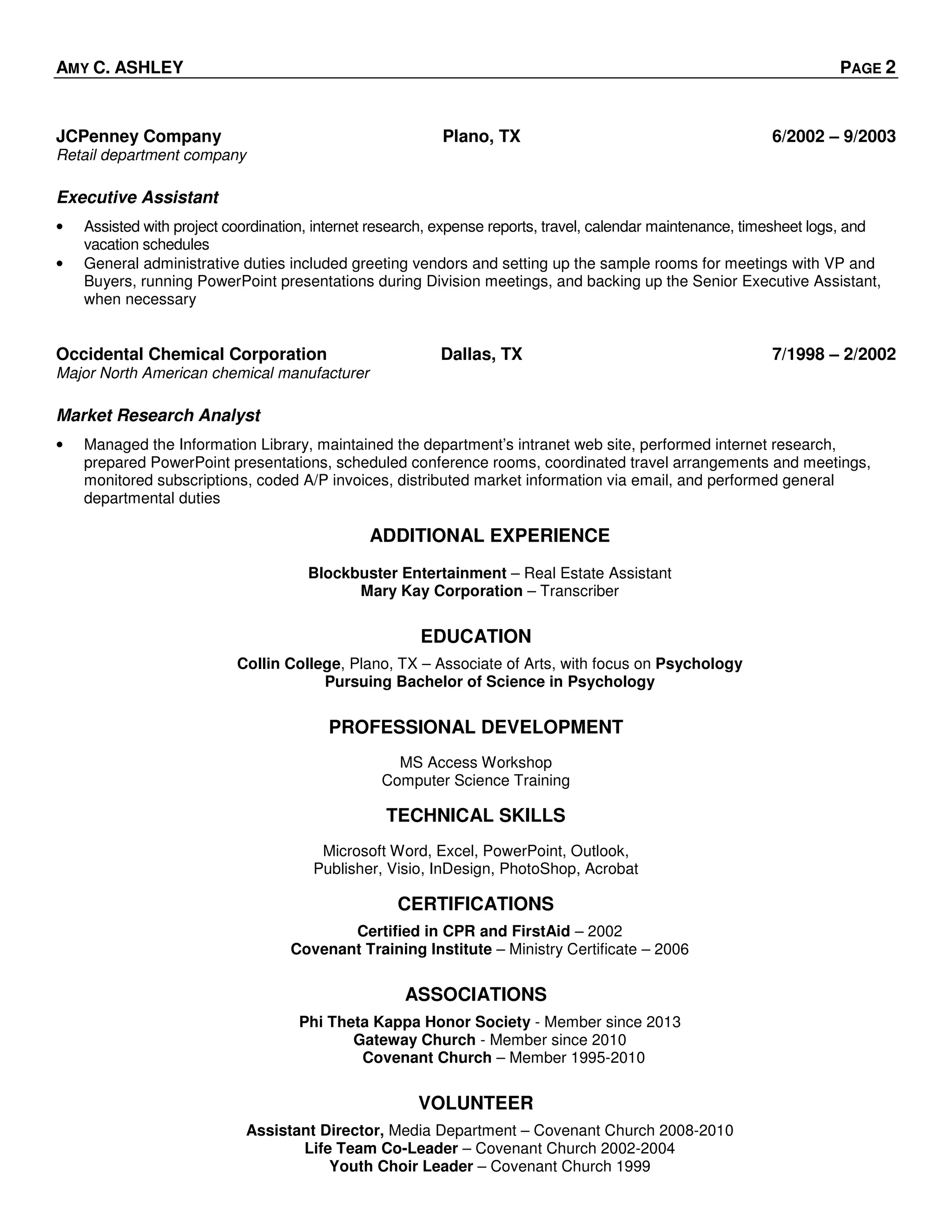 Amy Ashley - Resume III | PDF