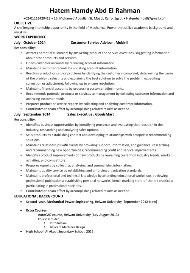 Hatem Hamdy CV | PDF