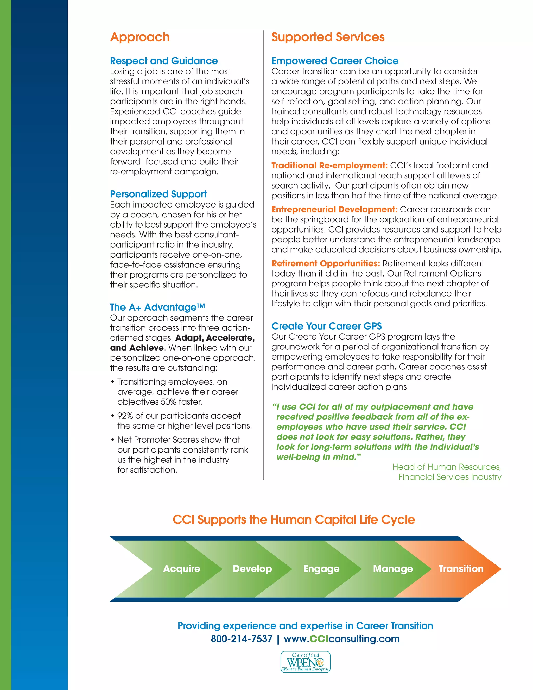 CCI Consulting - Career Transition Overview | PDF