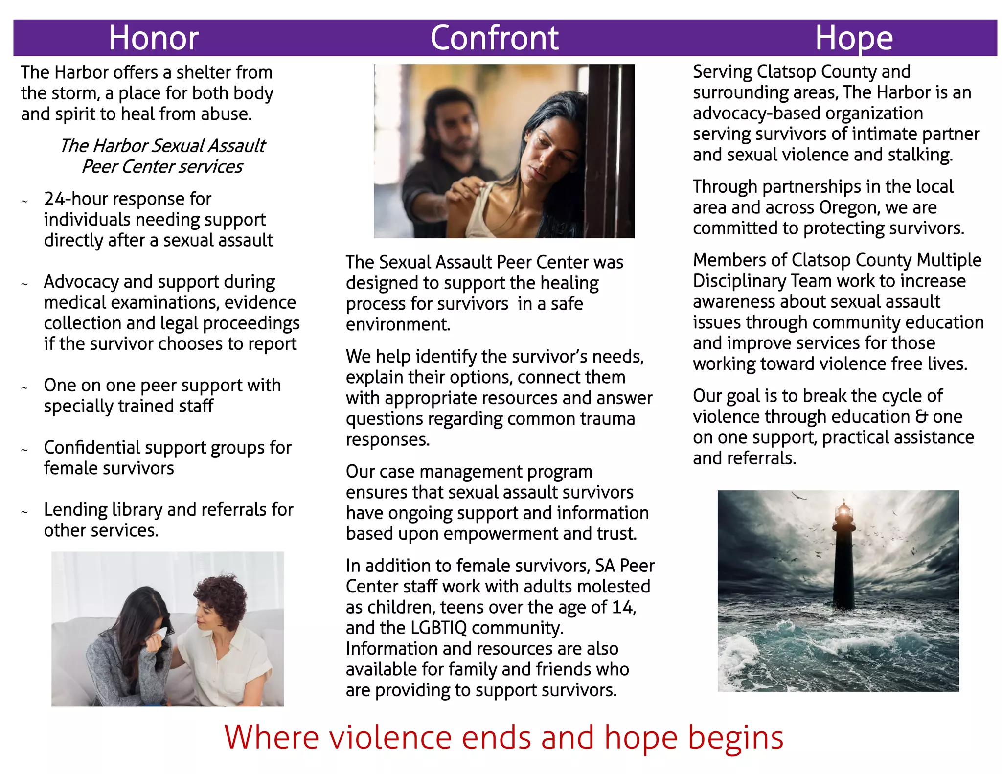 The Harbor brochure Sexual Assault Peer Center | PPT