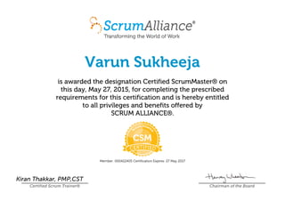 Varun Sukheeja-ScrumAlliance_CSM_Certificate | PPT