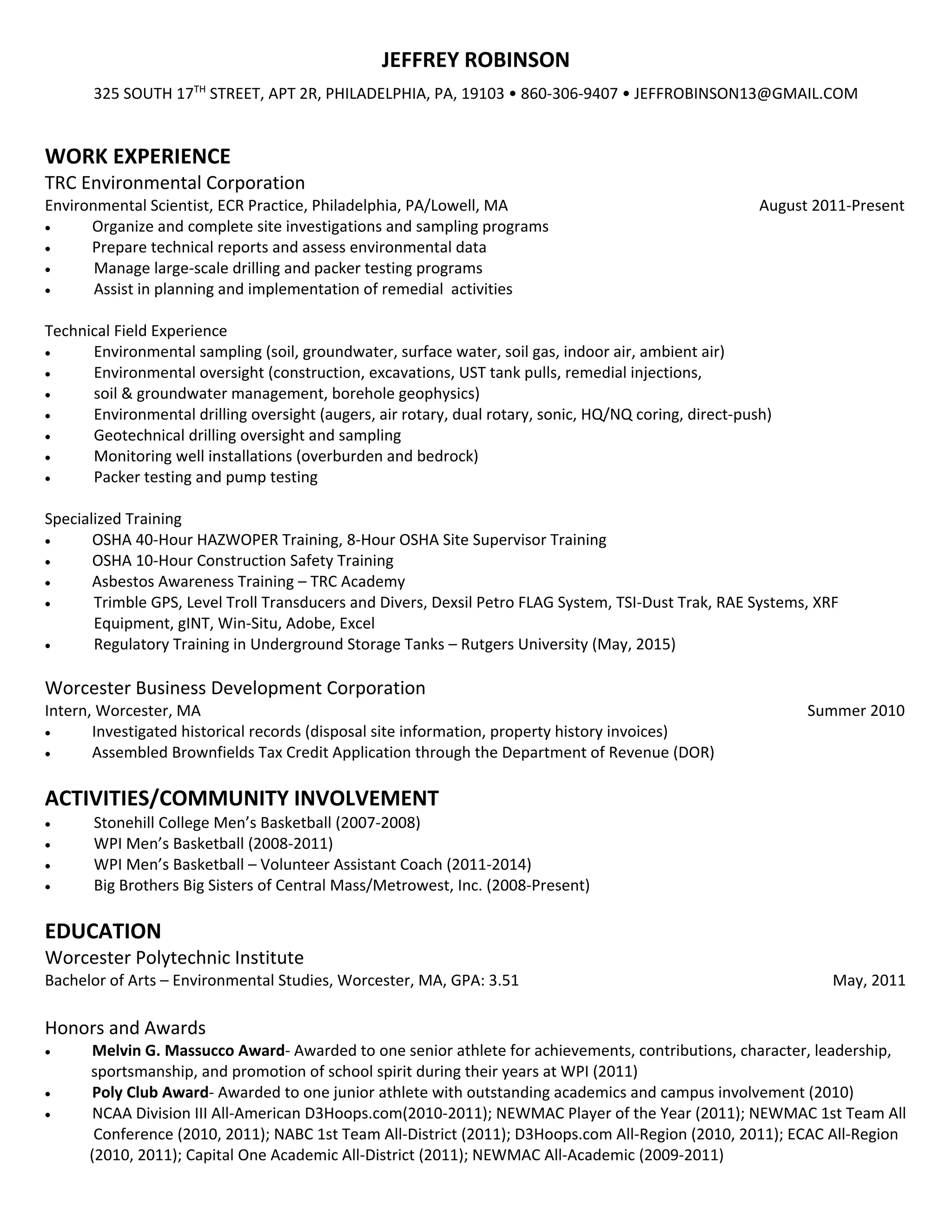 JEFFREY ROBINSON RESUME | PDF | College Basketball | College Sports
