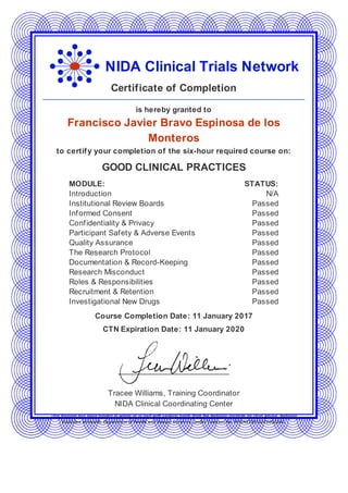 NIDA GCP certificate | PDF